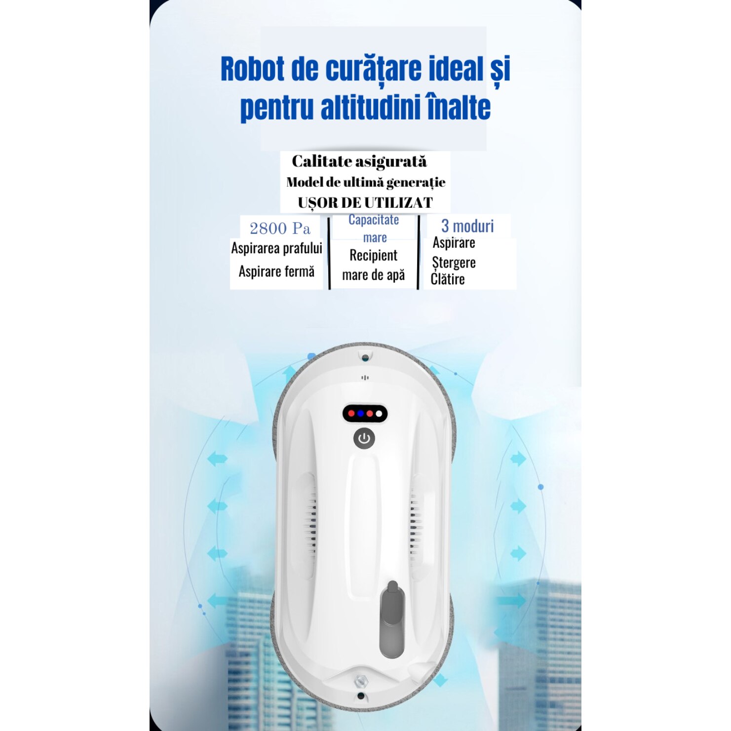Robot inteligent automat de curatare a geamurilor cu pulverizator, alb ...