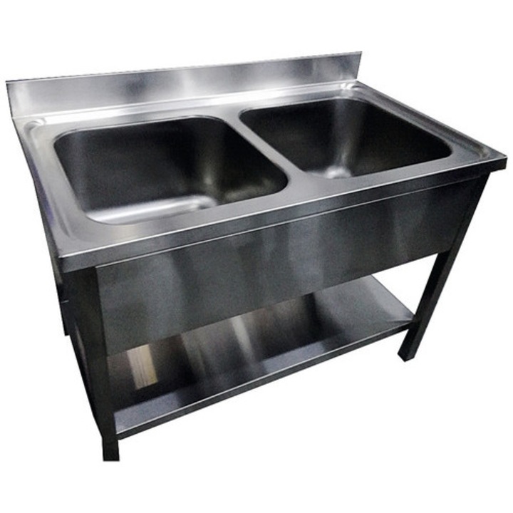 Spalator cu Polita si Doua Cuve, fara Picurator, 140x70x85 cm, Cuva ...