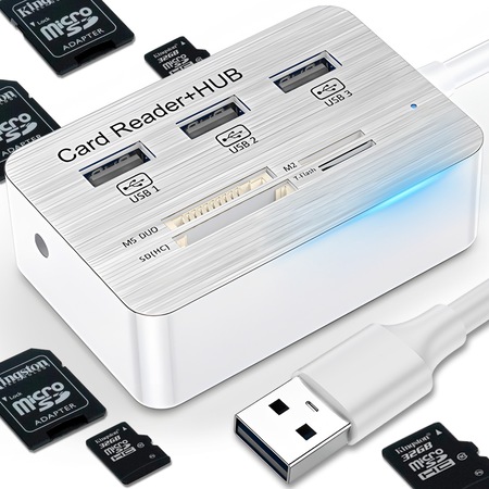 Hub USB RETOO Connect 7 in 1, Adaptor Multiport Cu 3 Porturi USB Si 4 ...