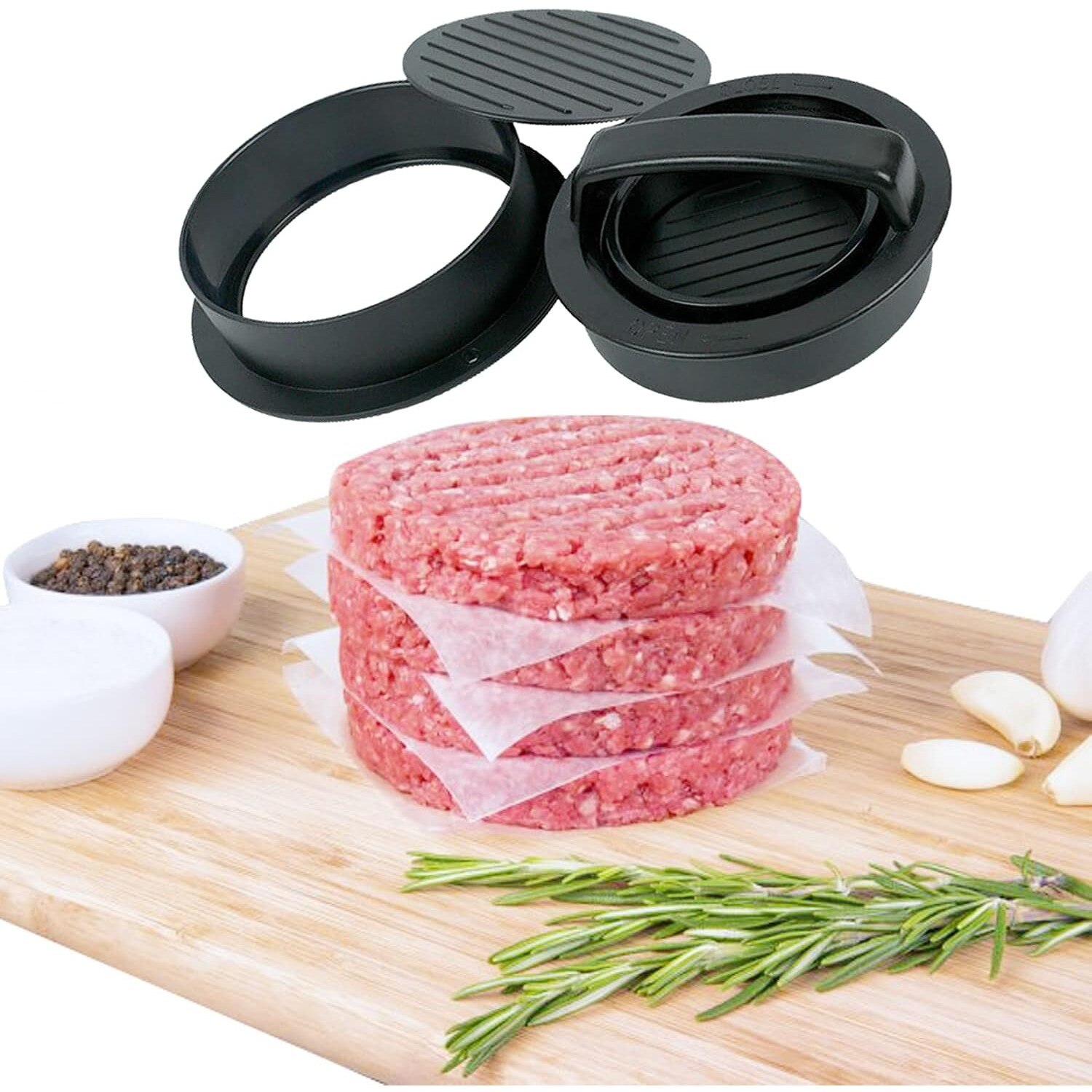 Presa dubla pentru hamburgeri 2 in 1, forma si presa, doua dimensiuni ...