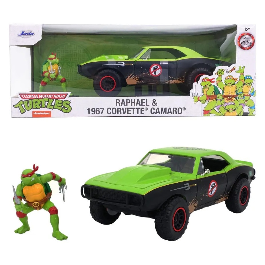 Метална кола Simba, Chevy Camaro 1:24, фигурка Raphael, 19см ...