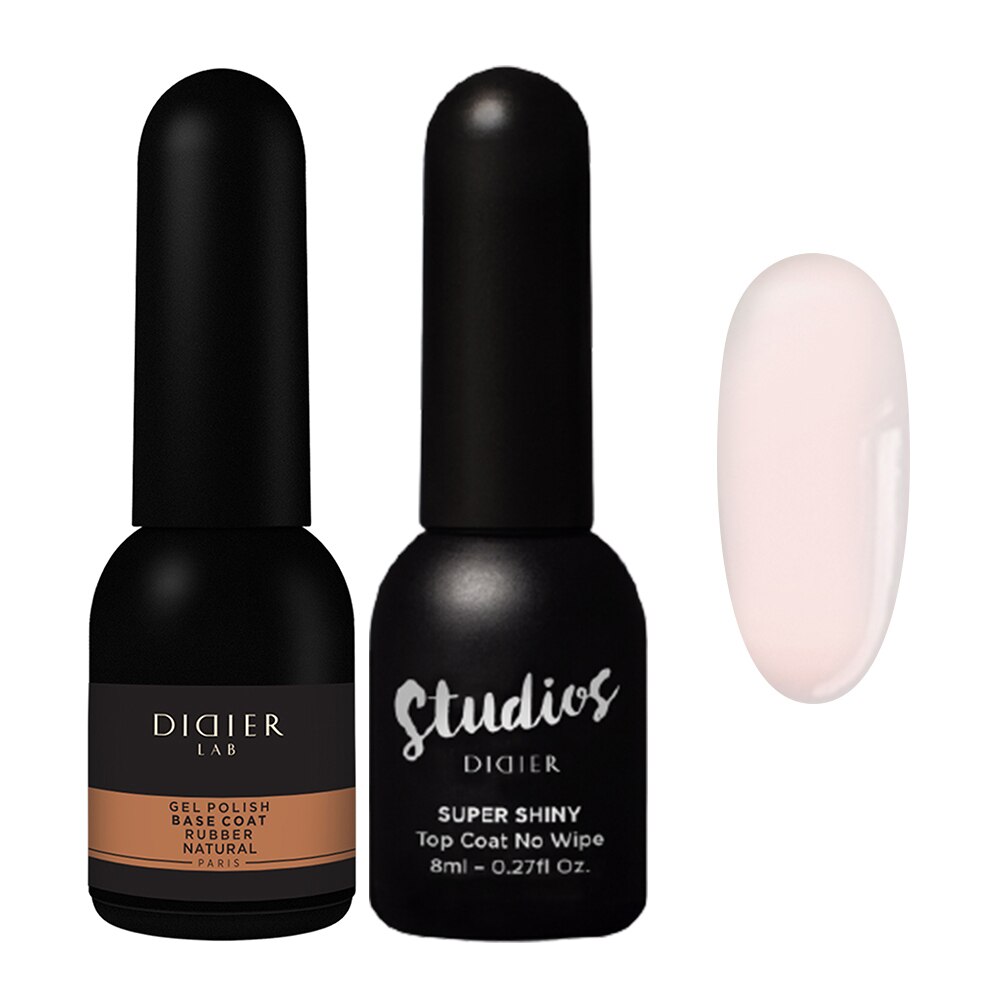 Комплект ubber Base Kit, Natural, 10ml + Top Coat No Wipe, Super Glossy ...