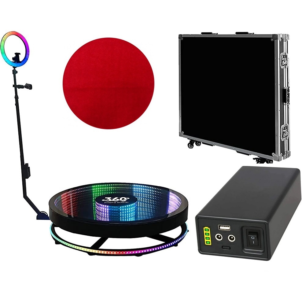360 Video Booth платформа, 68 см, Infinity Mirror, с външна батерия и ...