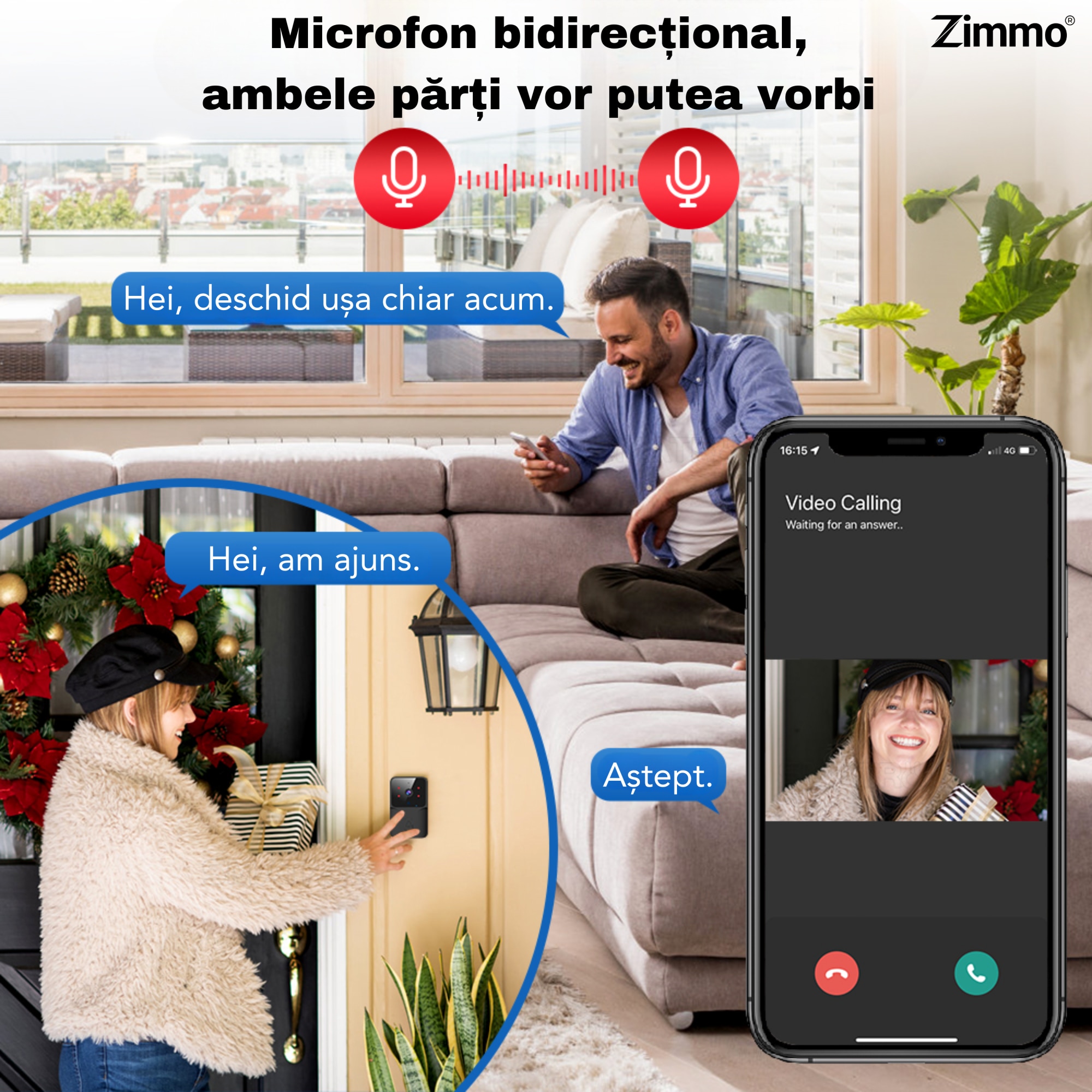 Sonerie Fara fir Wireless Zimmo® VideoGuest, Transmitator video cu ...