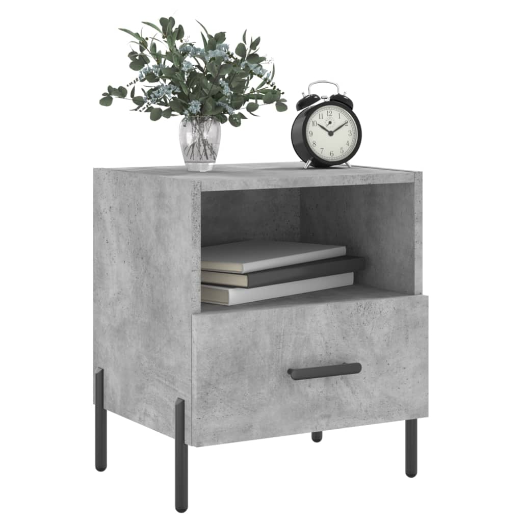 Set Noptiere vidaXL, 2 buc., gri beton, 40x35x47,5 cm, lemn compozit ...