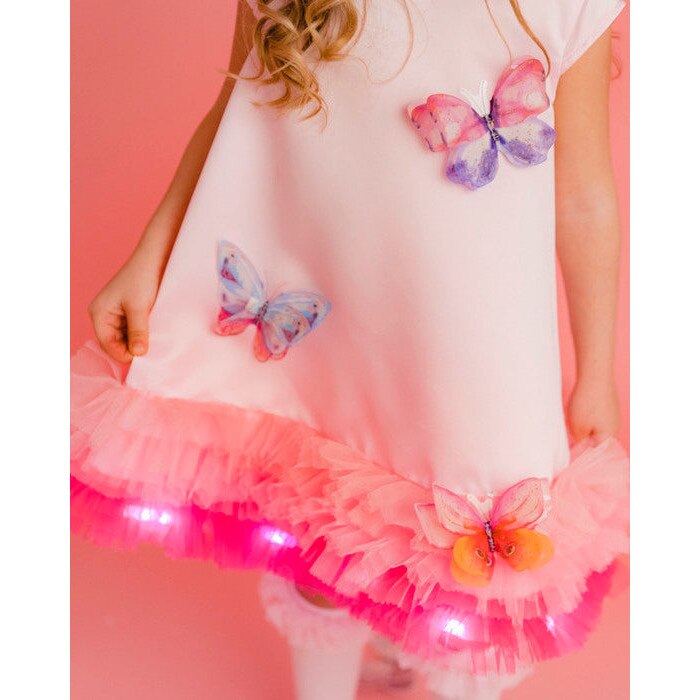 Rochita cu Luminite, Fluturas, Roz, 80-86cm - eMAG.ro