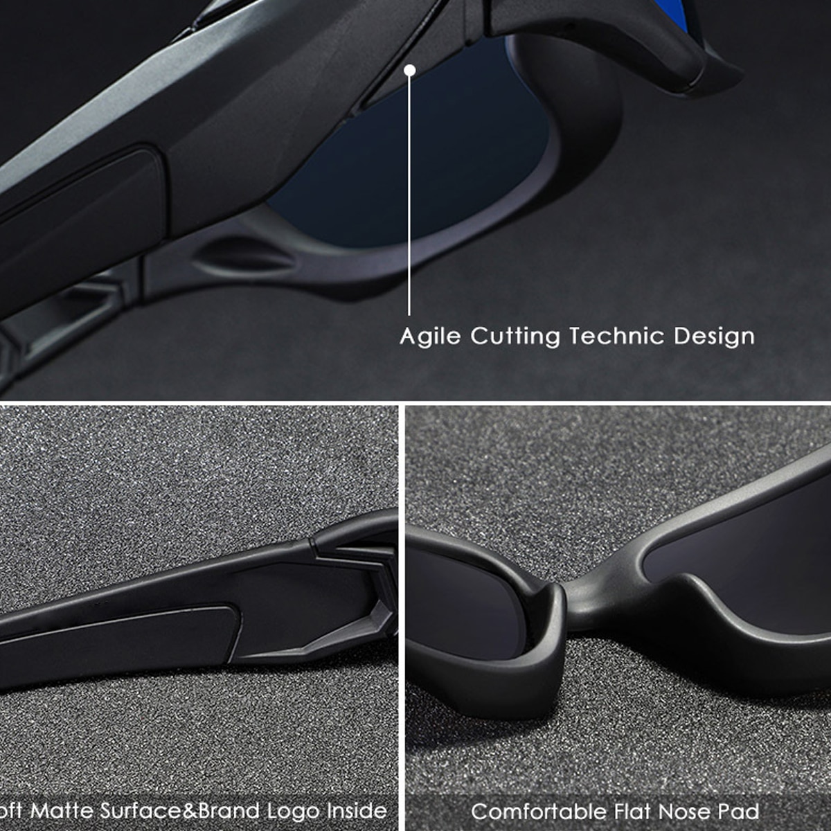 Ochelari de soare sport la moda pentru ciclism, polarizati si rezistenti la vant, Negru - eMAG.ro