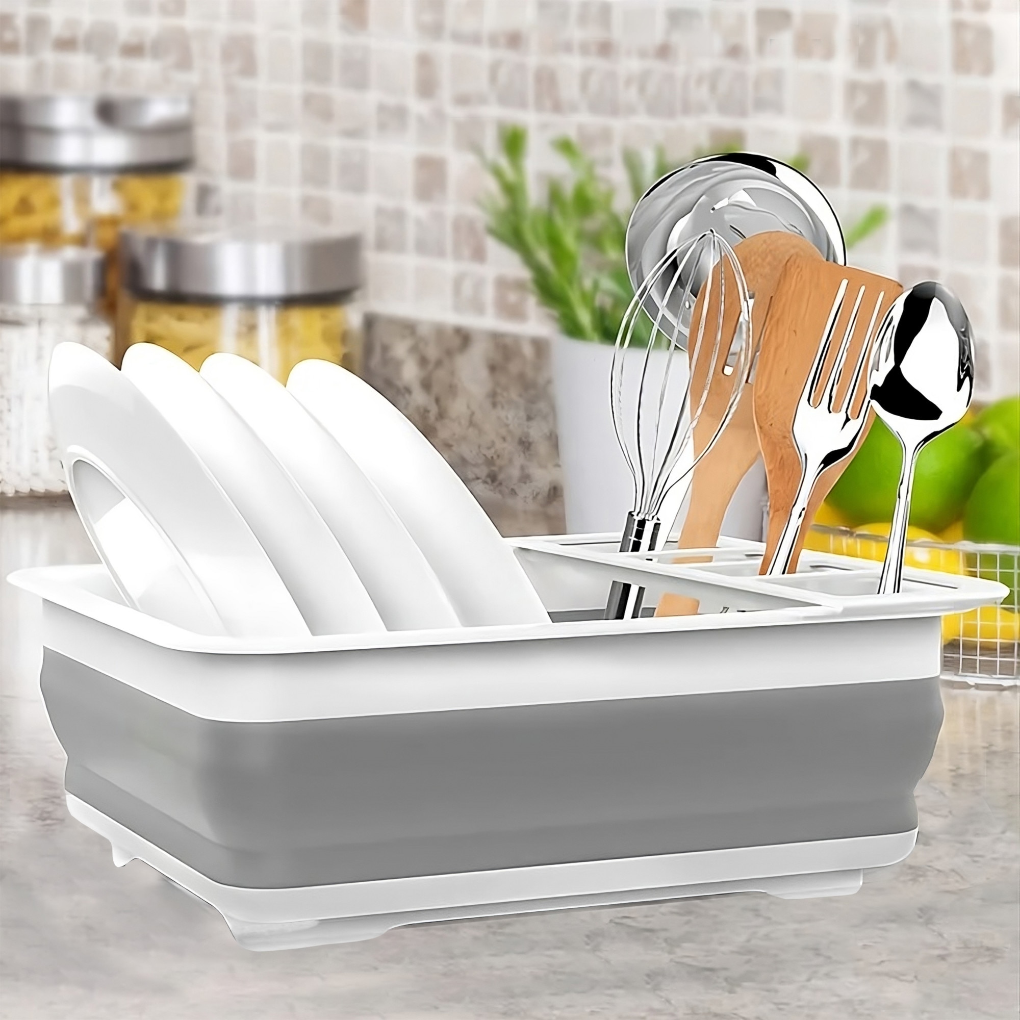 Uscator Pliabil Pentru Vase Si Tacamuri Cu Picurator, Pentru Bucatarie ...