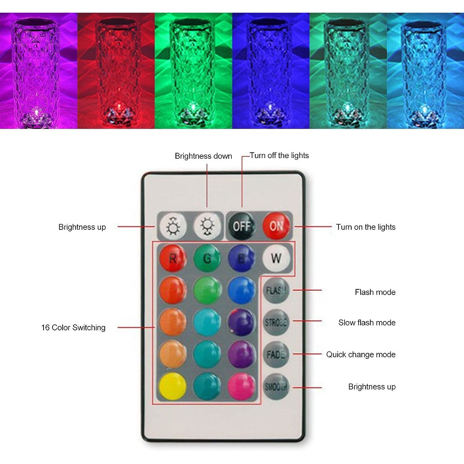 Lampa ambientala, Crystal LED, Touch Control, Iluminare Diamond ...