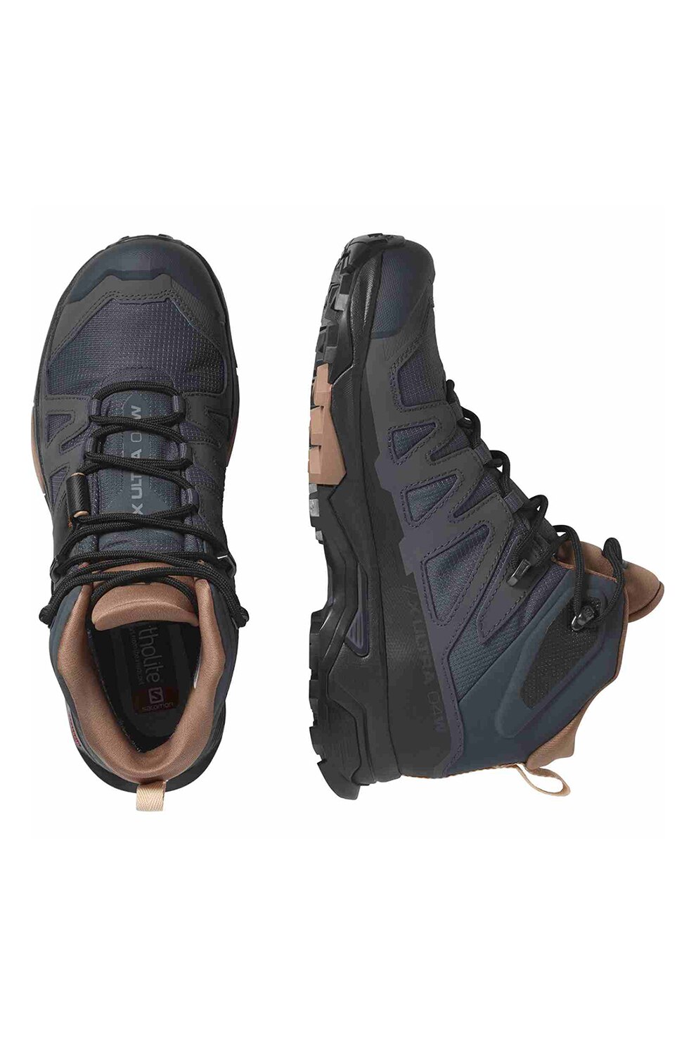 Salomon, Ghete mid-high pentru drumetii X Ultra 4 Gore-Tex, Maro, Gri ...