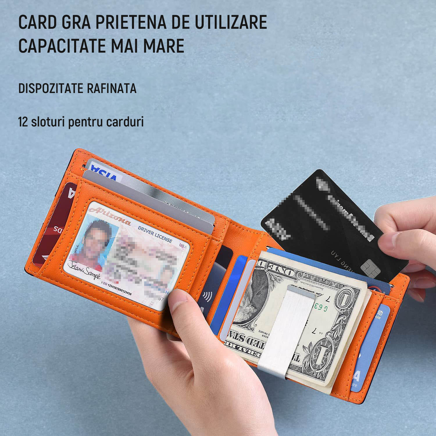 Portofel, barbati, Vaxiuja, protectie carduri, compact, super slim 1 ...