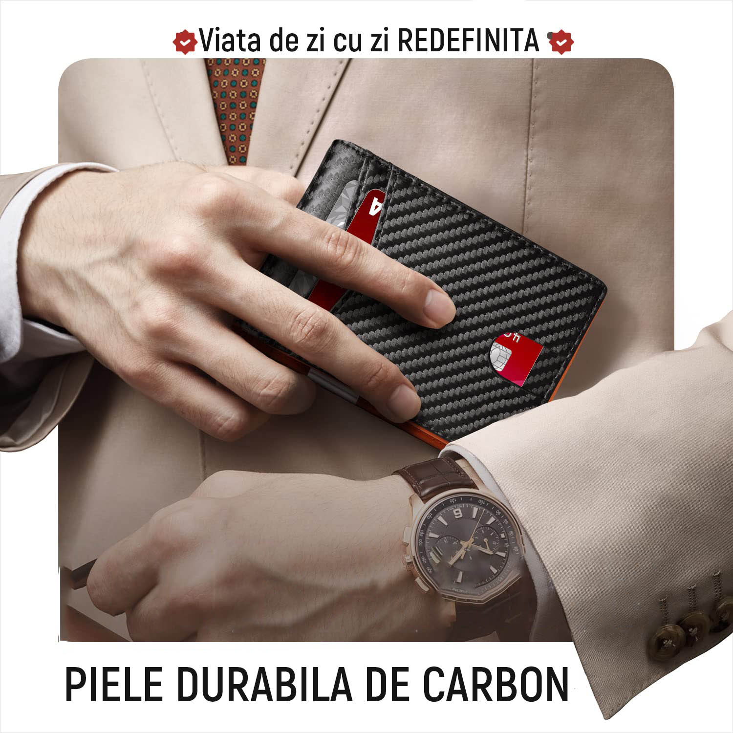 Portofel, barbati, Vaxiuja, protectie carduri, compact, super slim 1 ...