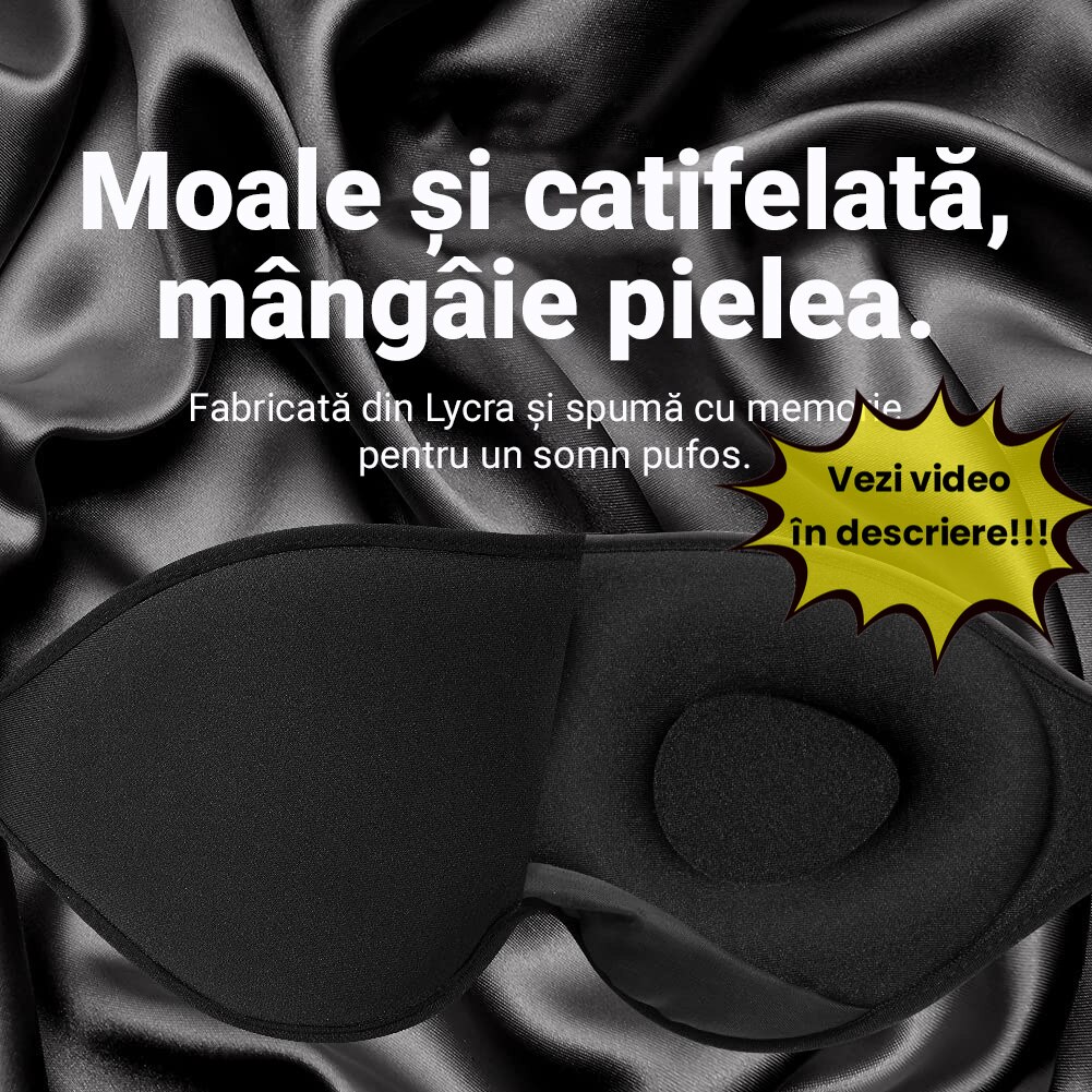 Masca pentru somn 3D spuma memorie, blocheaza Total lumina, protectie ...