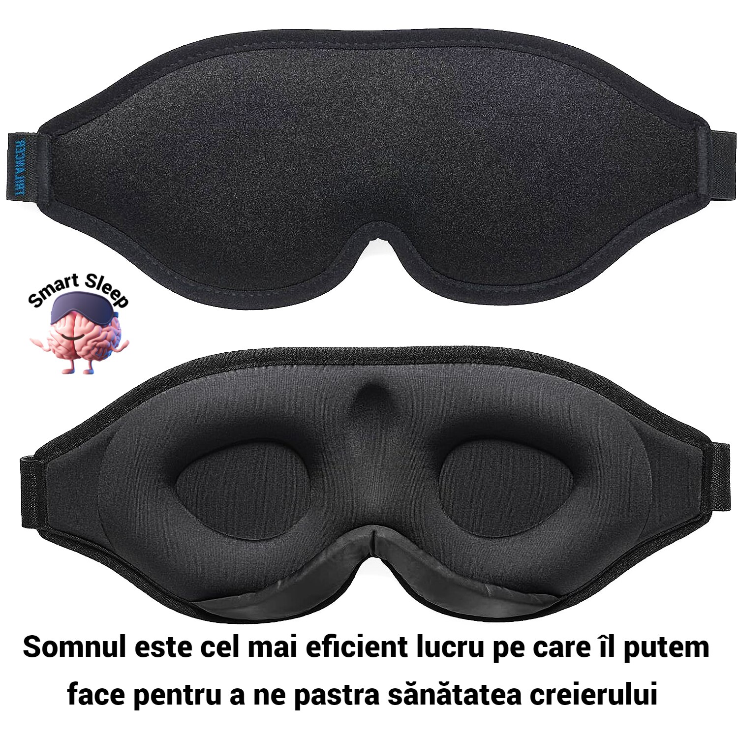 Masca pentru somn 3D spuma memorie, blocheaza Total lumina, protectie ...