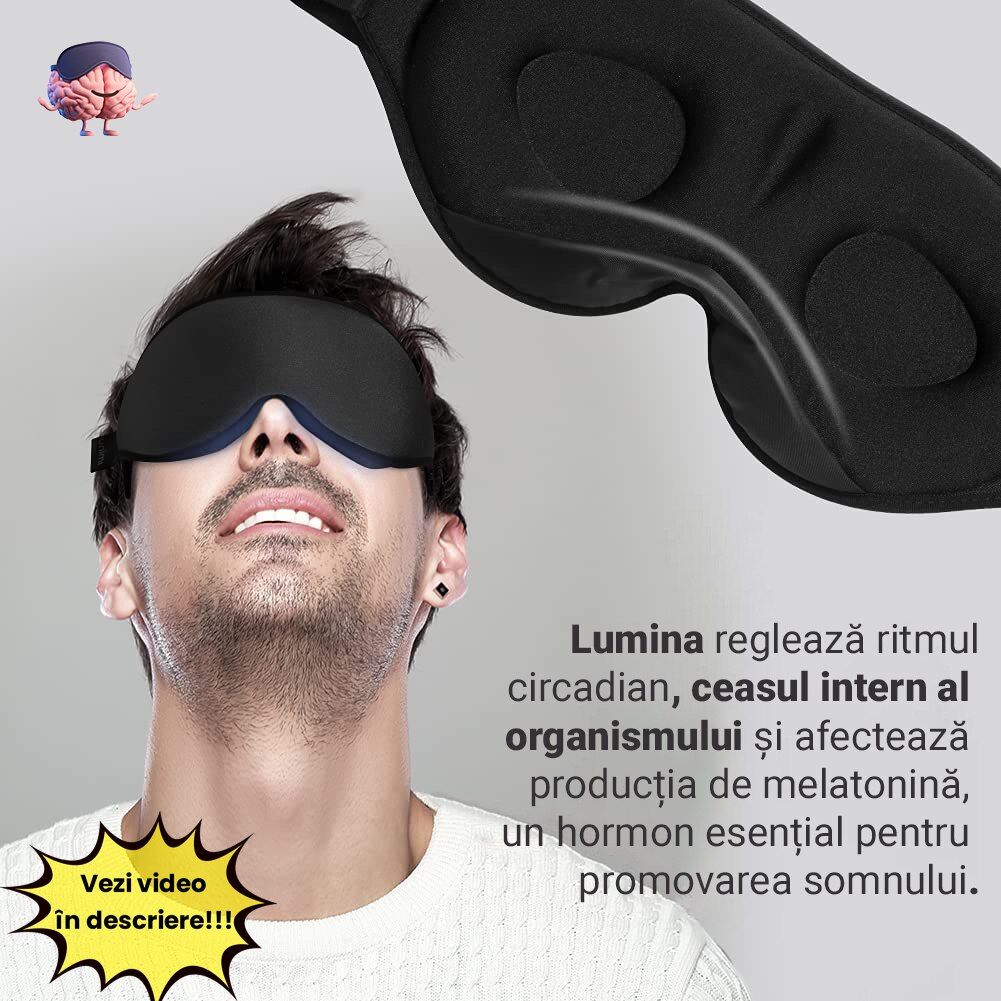 Masca pentru somn 3D spuma memorie, blocheaza Total lumina, protectie ...