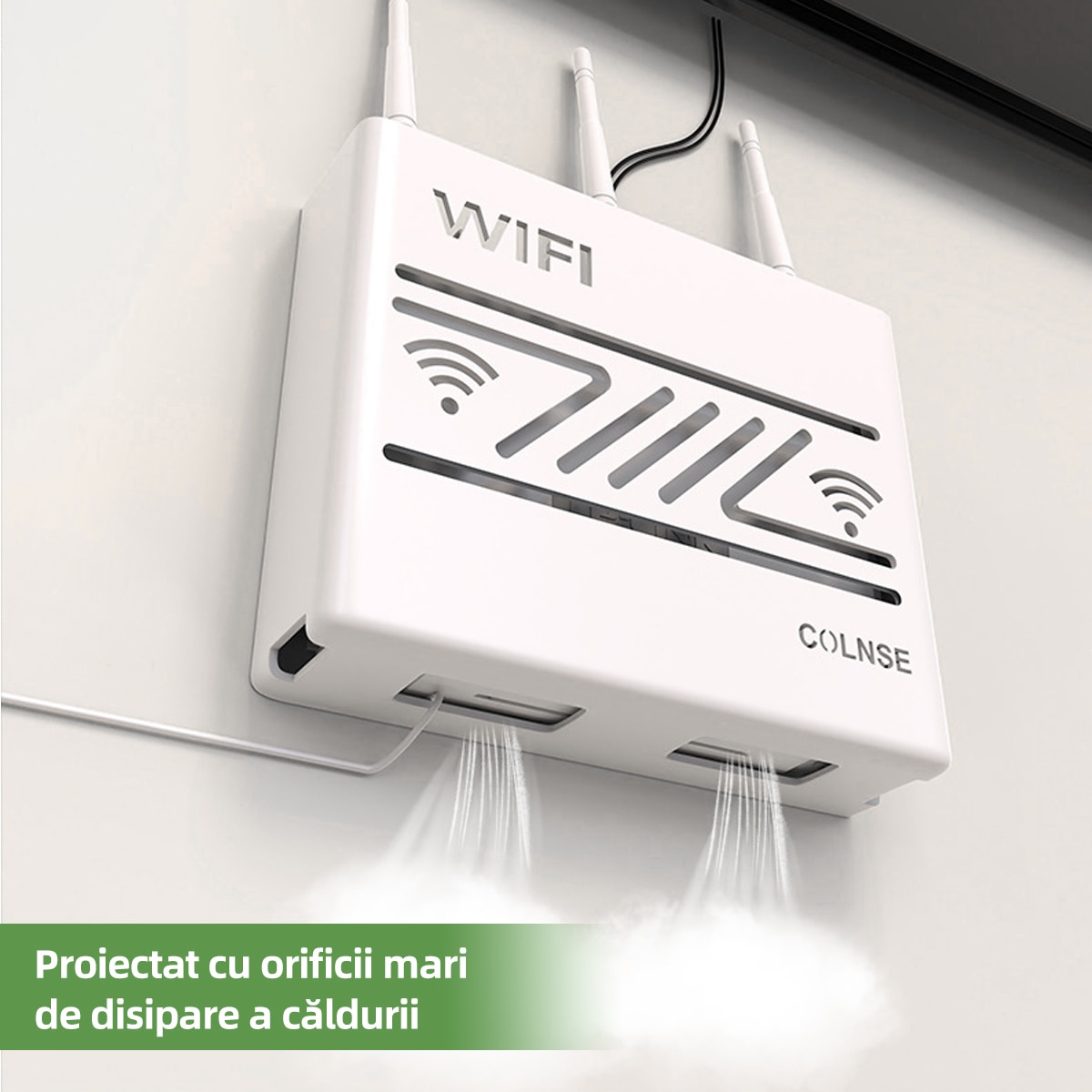 Raft Suport Router Wireless, SDLOGAL, 29x23x7 cm, pentru mascare fire ...