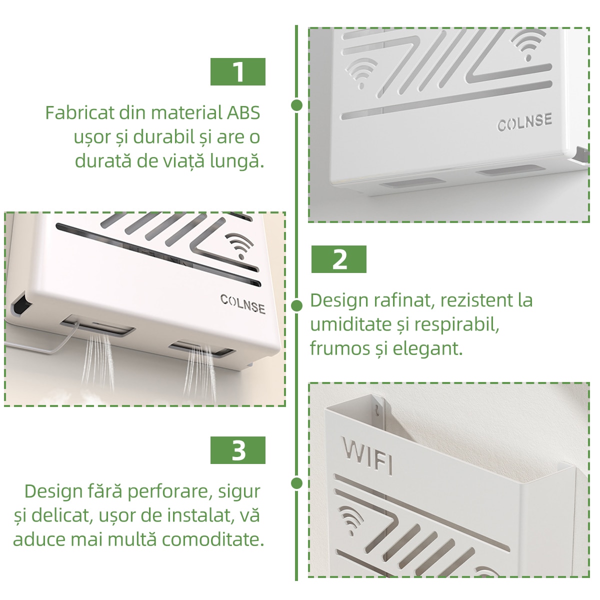 Raft Suport Router Wireless, SDLOGAL, 29x23x7 cm, pentru mascare fire ...