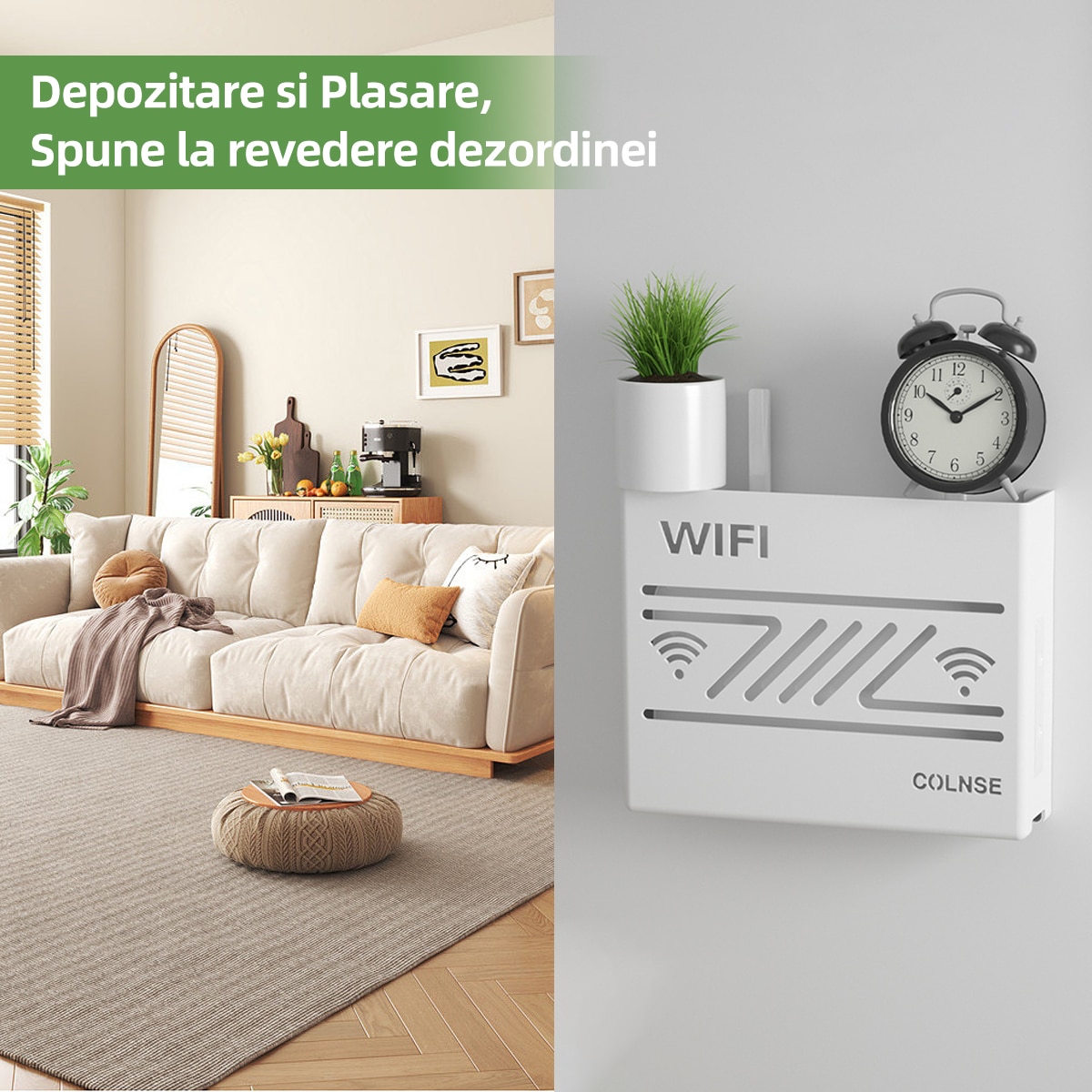 Raft Suport Router Wireless, SDLOGAL, 29x23x7 cm, pentru mascare fire ...