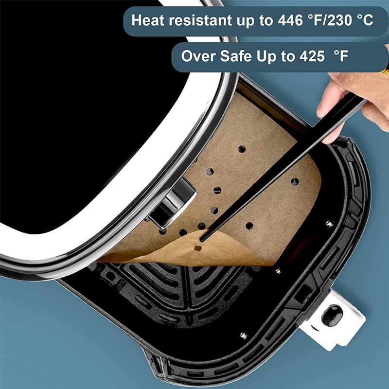 Hartie de copt perforata pentru AirFryer, 400 Bucati, 15 cm, Maro, RABY ...
