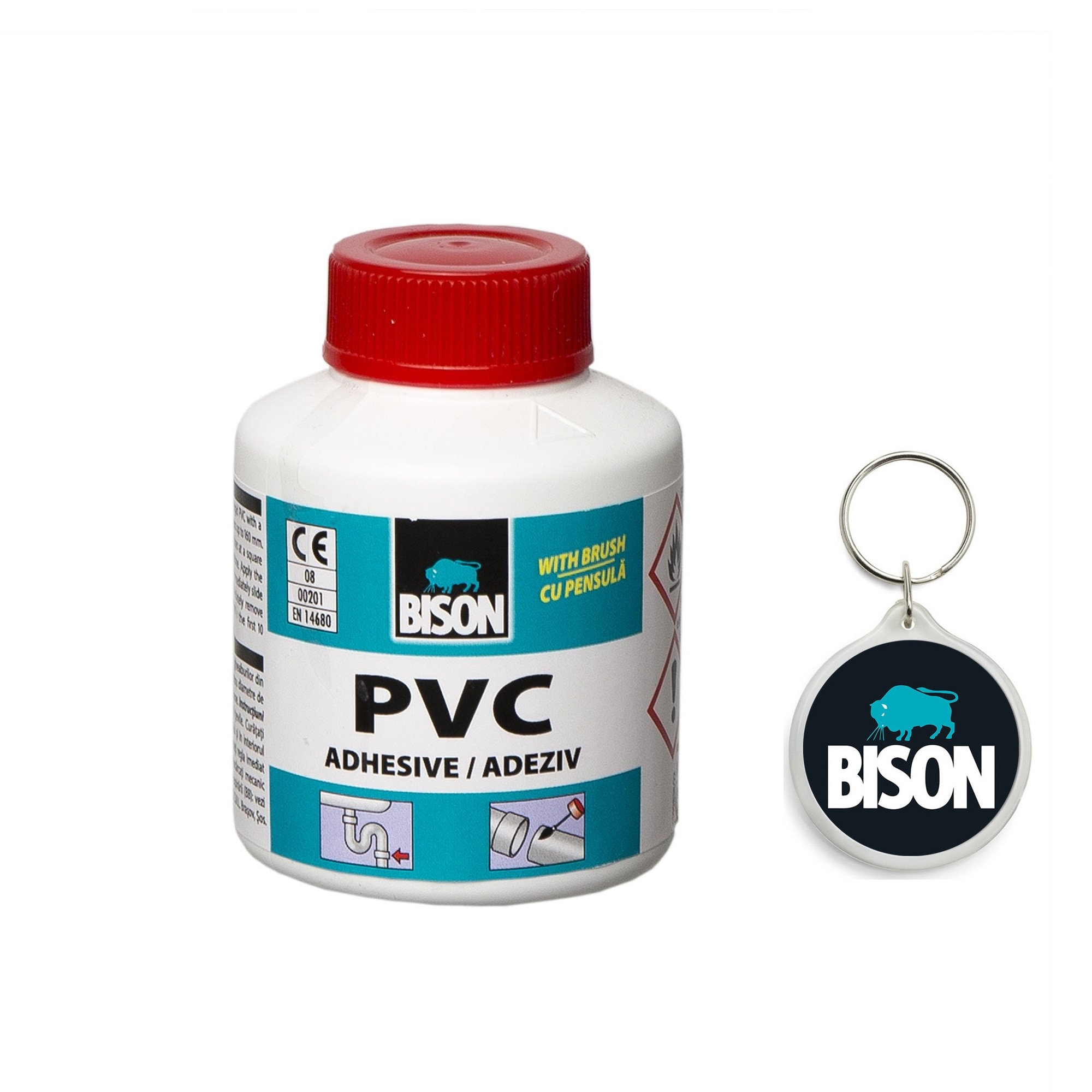 Set adeziv de asamblare si montaj pentru PVC, 100 ml si breloc Bison transparent - eMAG.ro