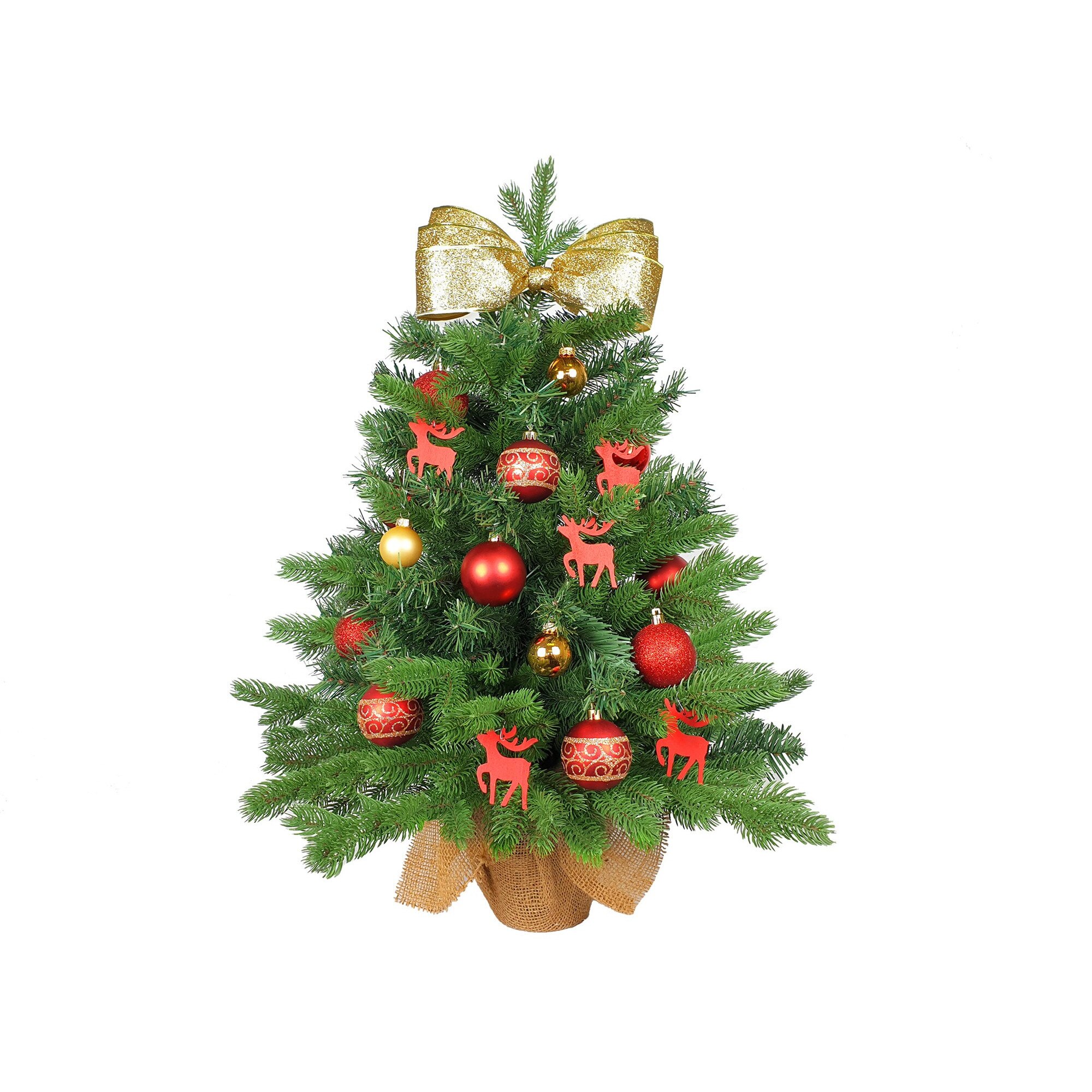 Коледна украса за елха, украсена с LED лампички, 60 см, многоцветна ...