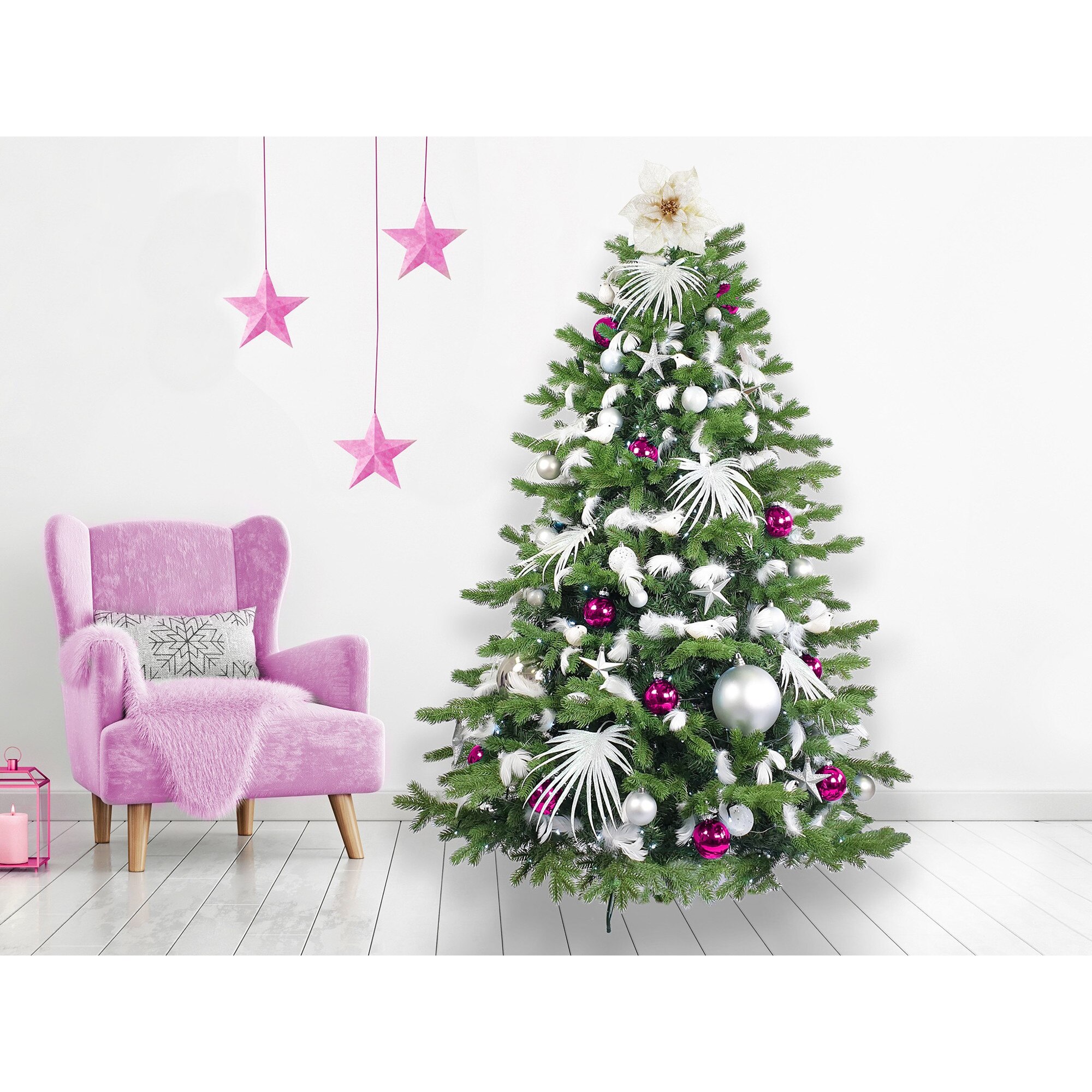 Украсена коледна елха, 150 см, многоцветна - eMAG.bg