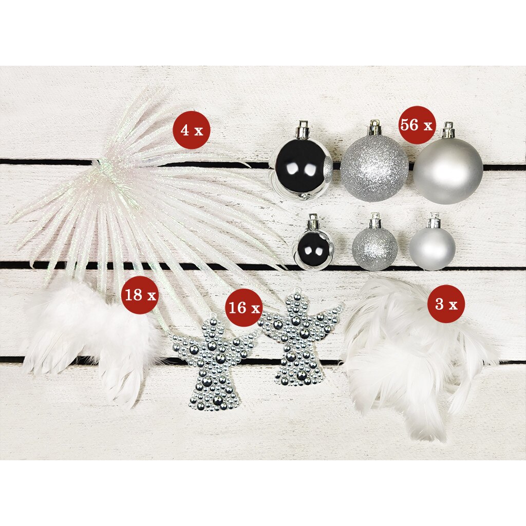 Set 97 decoratiuni pentru brad, Plastic/Textil, Multicolor - eMAG.ro