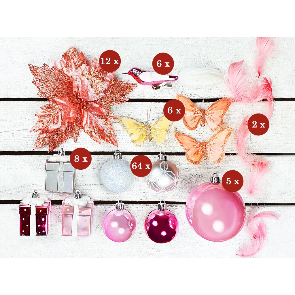 Set 135 decoratiuni pentru brad, Textil/Plastic, Multicolor - eMAG.ro