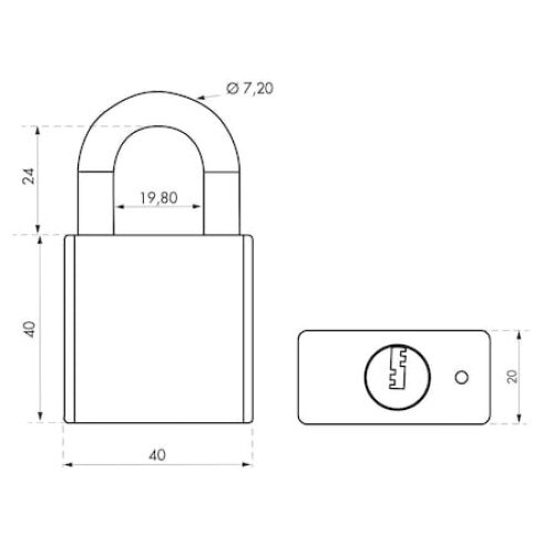 Lacat de exterior, cu cheie reversibile, 40 mm - eMAG.ro