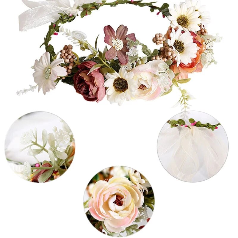 Coronita de par reglabila de decorare a capului, Model de flori si ...