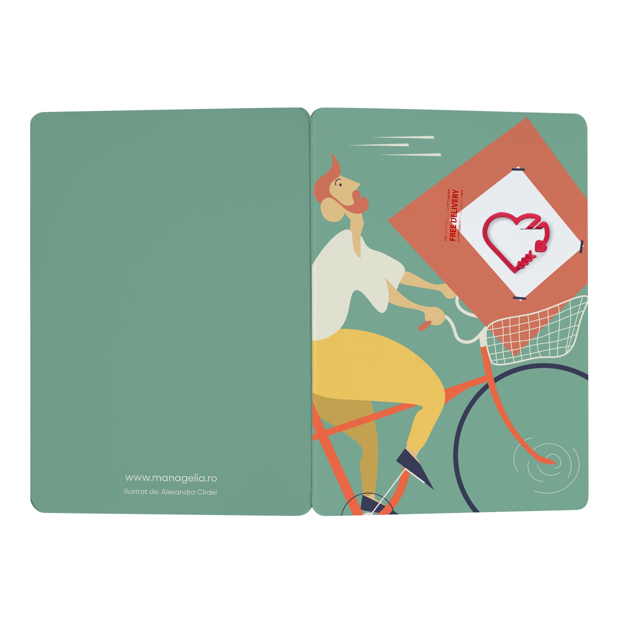 Felicitare Bike boy cu semn de carte sageata inima rosie - eMAG.ro