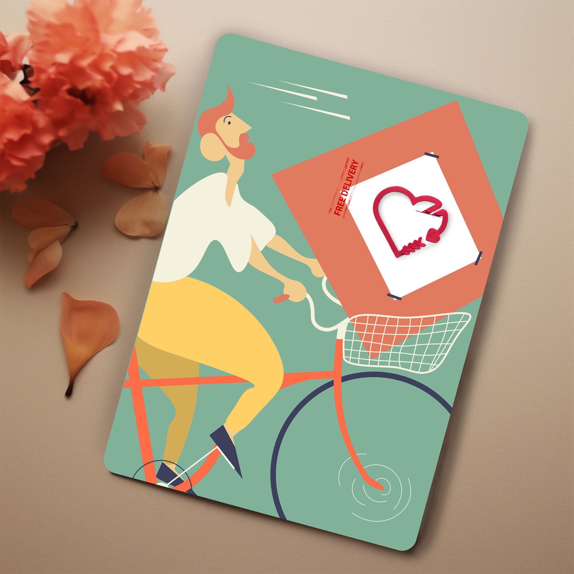 Felicitare Bike boy cu semn de carte sageata inima rosie - eMAG.ro