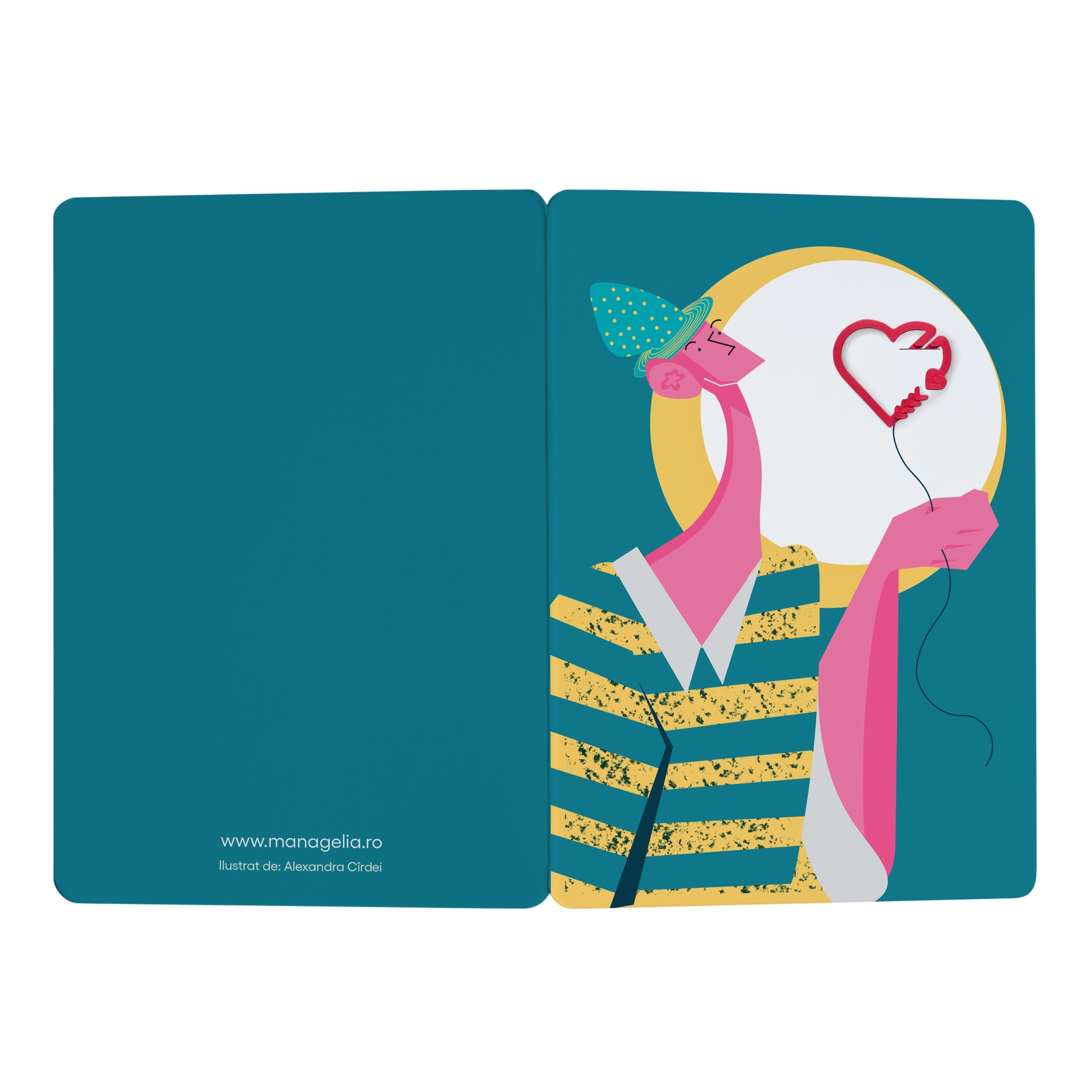 Felicitare Moon love cu semn de carte sageata inima rosie - eMAG.ro