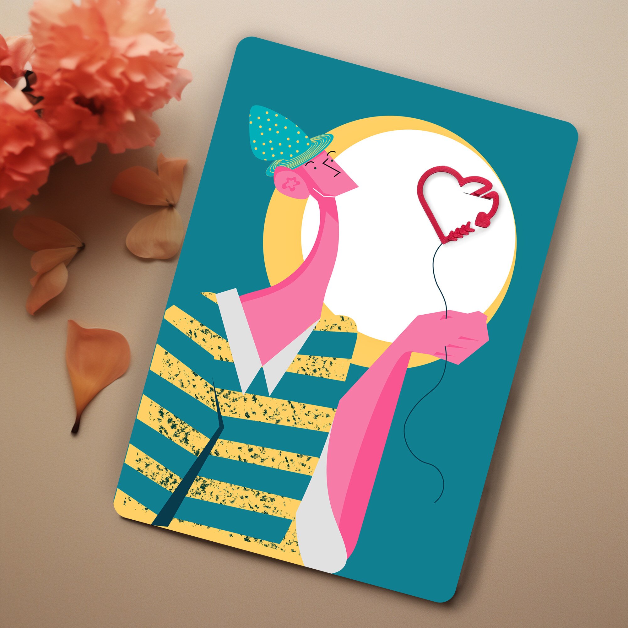Felicitare Moon love cu semn de carte sageata inima rosie - eMAG.ro
