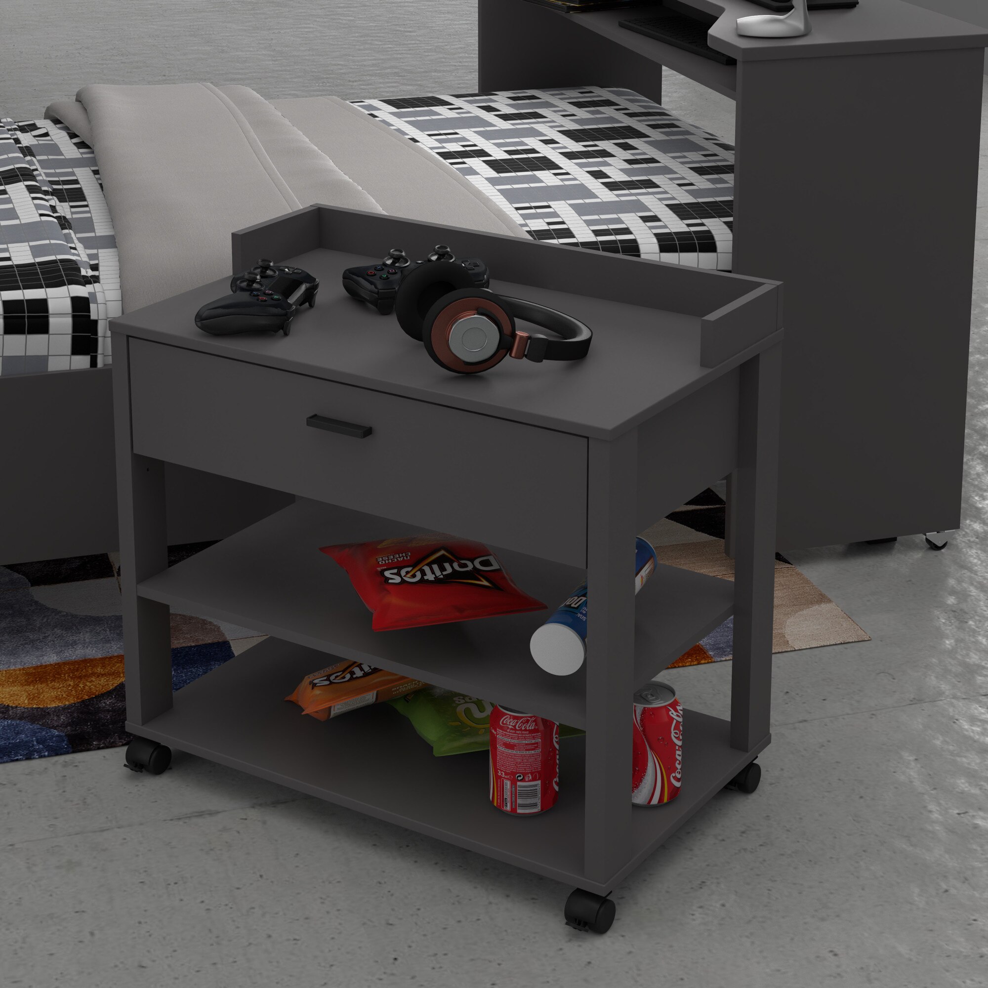 Masuta Cu Rotile Clarity, Gri Wolfram, 70 x 69,3 x 41,6 Cm - eMAG.ro