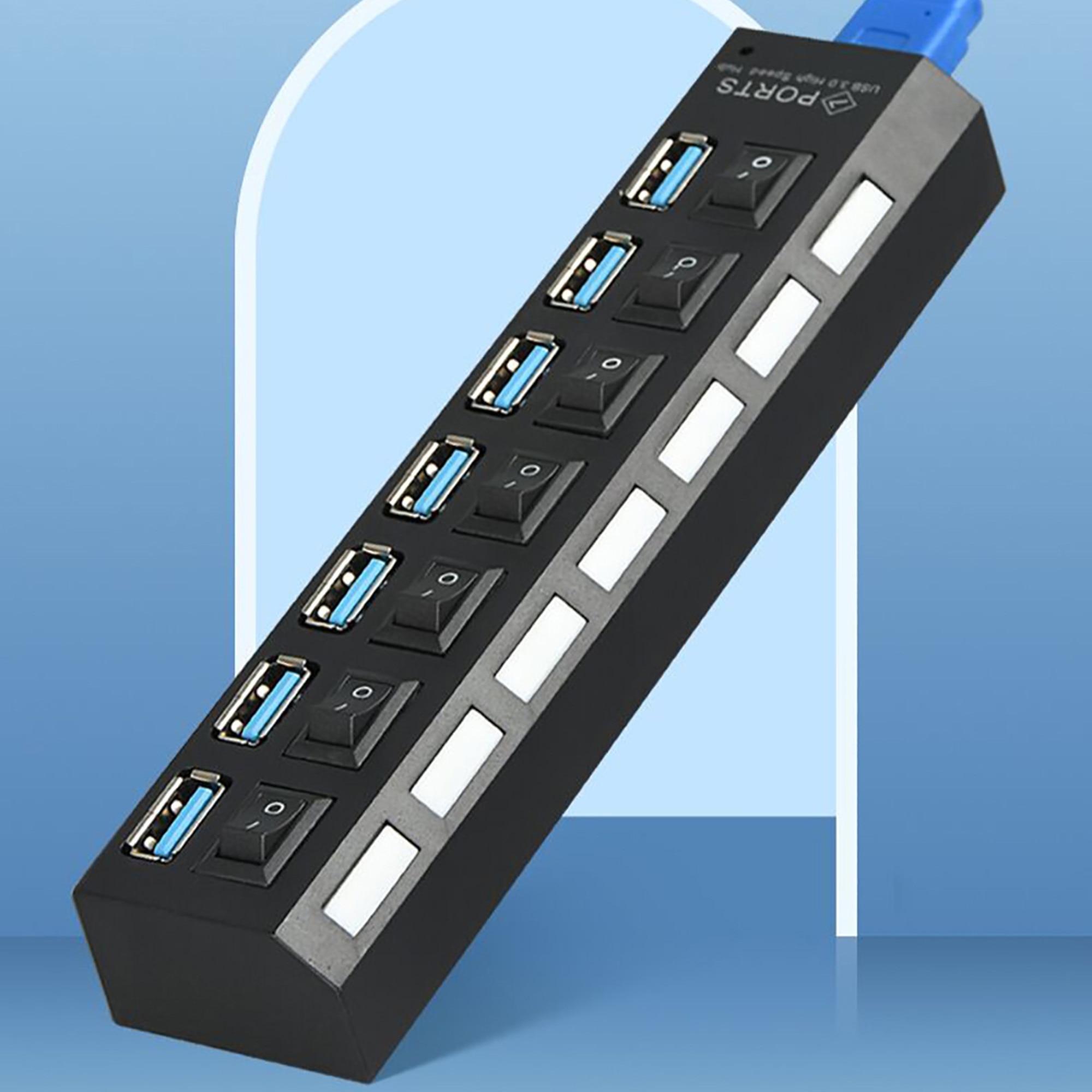 Hub USB RETOO TechConnect, 7 Porturi, USB 3.0, Compatibil USB 2.0/1.1 ...