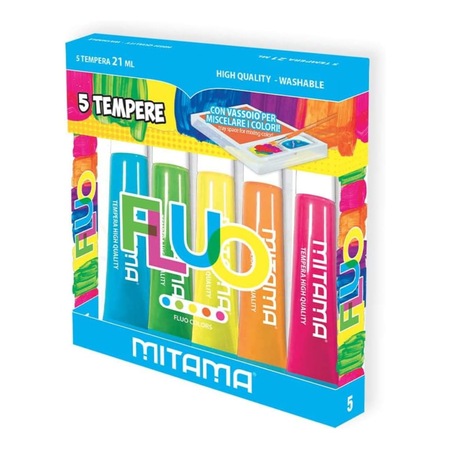 Set 5 culori tempera Fluorescente Mitama, lavabile, 5 x 21 ml - eMAG.ro