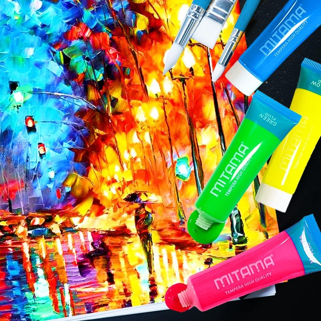 Set 5 culori tempera Fluorescente Mitama, lavabile, 5 x 21 ml - eMAG.ro