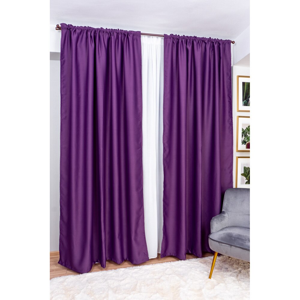 Set 2 Draperii Blackout Harnicuta Mov Royal 2x145x245cm cu Rejansa ...