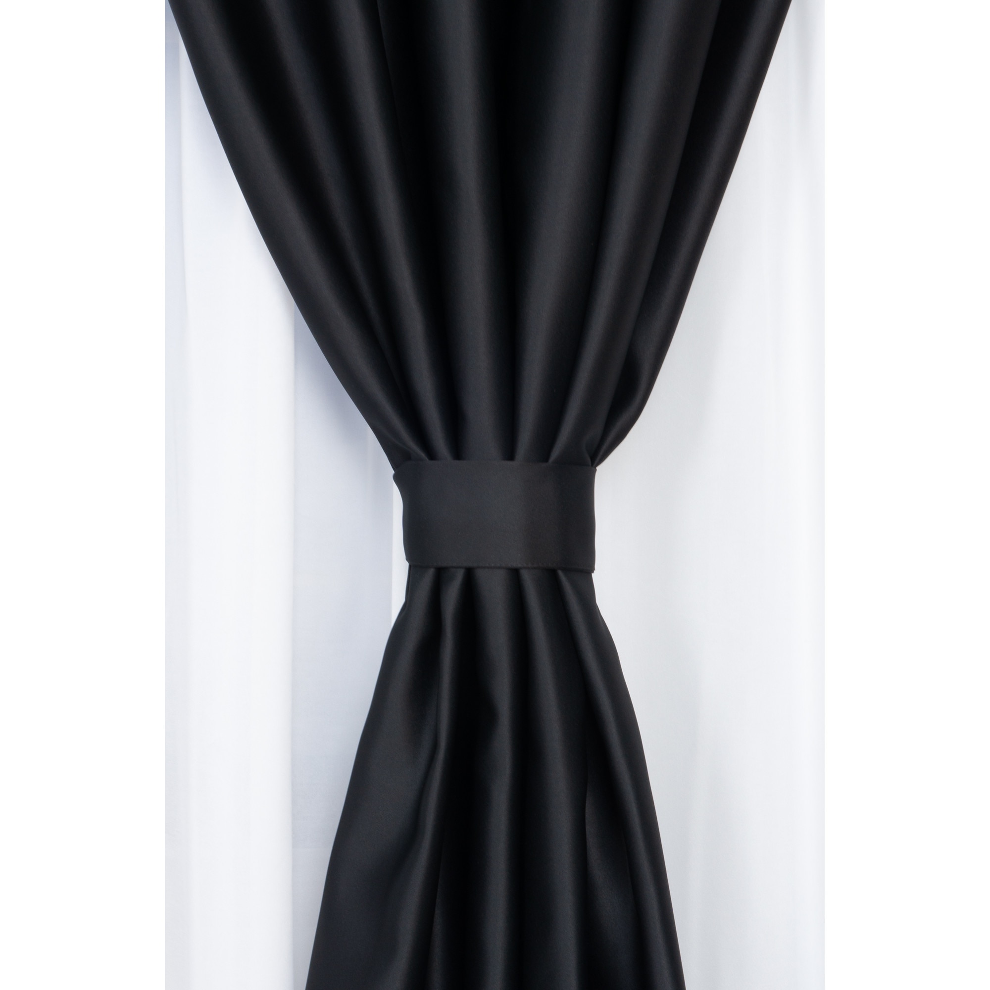 Set 2 Draperii Blackout Harnicuta Negru Uni 2x250x265cm cu Rejansa ...