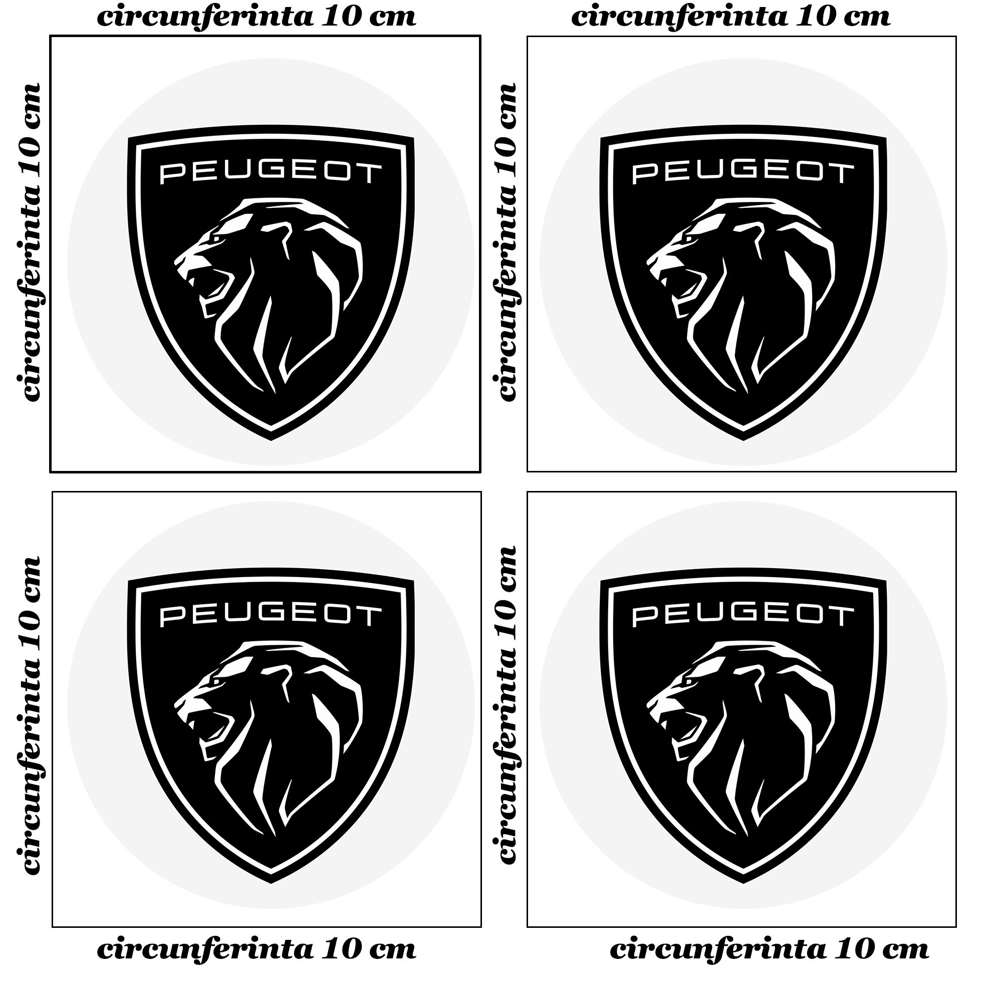 Set 4 stickere decorative pentru perete, auto si geam Peugeot ...