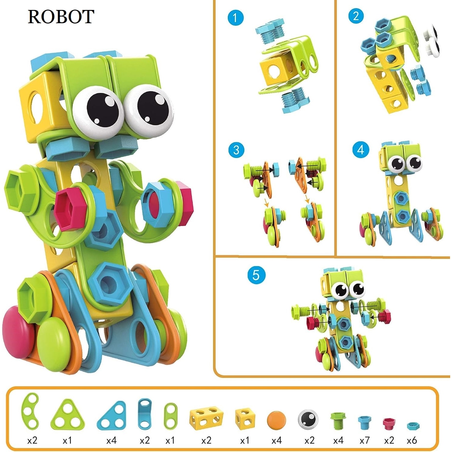 Set de constructie Giftry®, 223 piese, jucarie educativa si interactiva ...