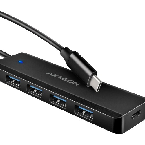 Hub USB Axagon HUE-C1C, 4x USB 3.2 Gen 1,0.2m, USB Type-C, Negru - eMAG.ro