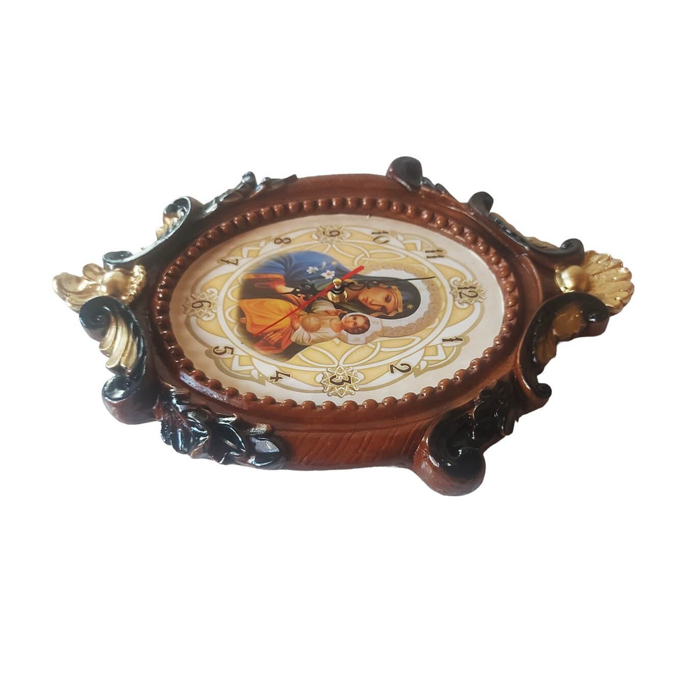 Ceas decorativ, Fecioara Maria si pruncul Isus, Maro, 40 cm, 6184EX-1 ...
