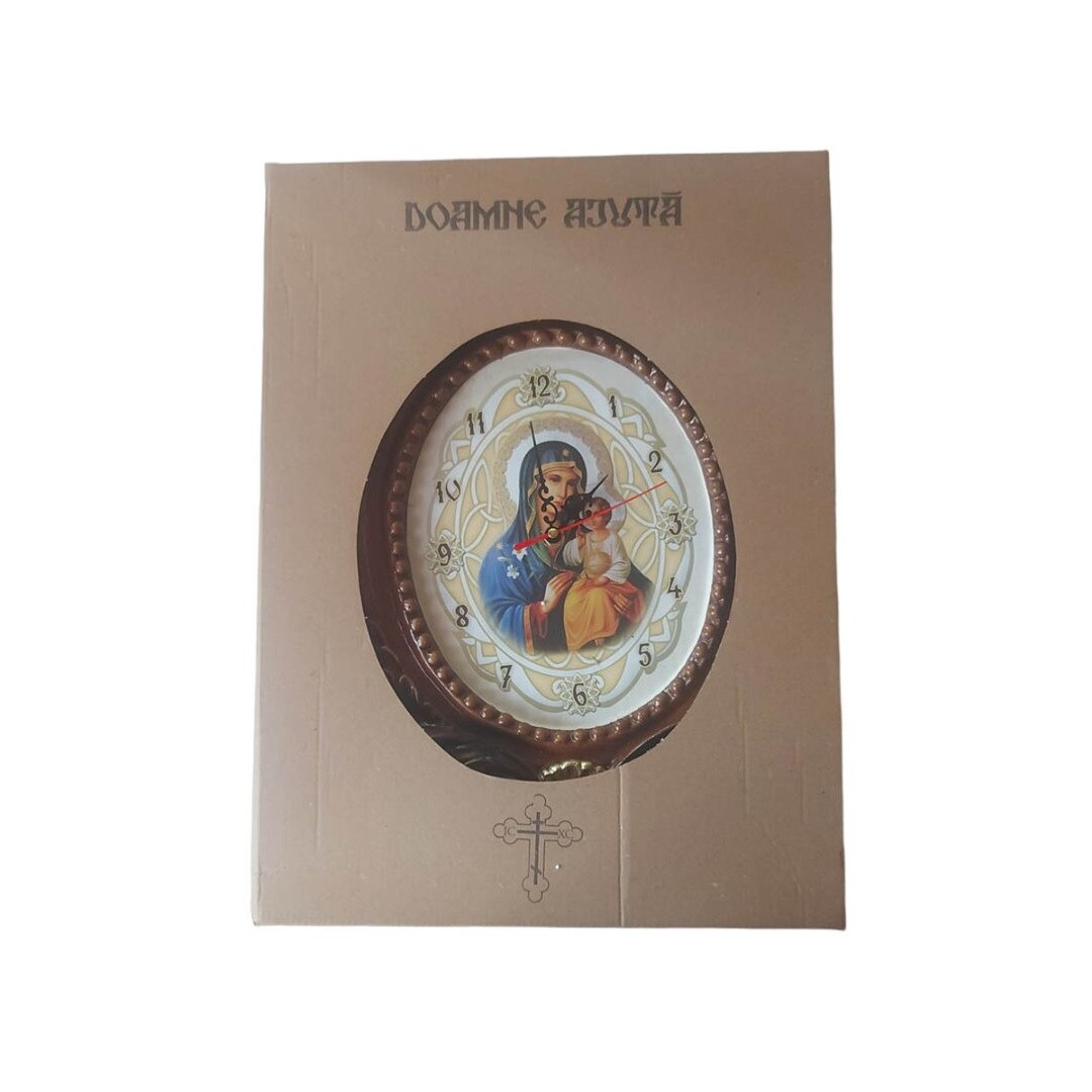 Ceas decorativ, Fecioara Maria si pruncul Isus, Maro, 40 cm, 6184EX-1 ...