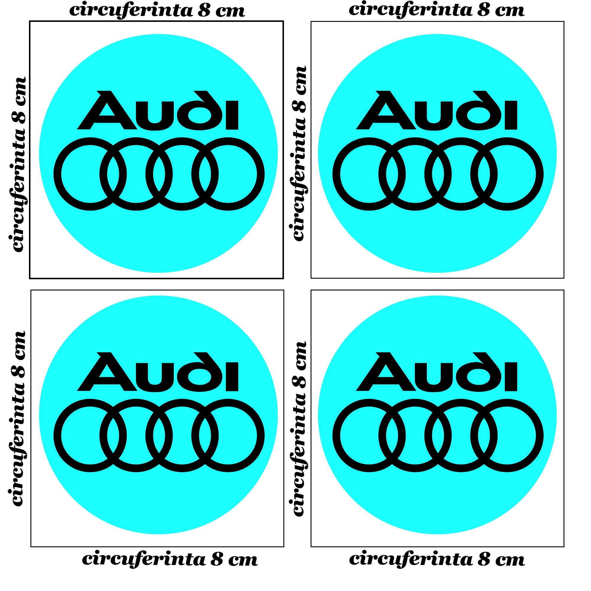 Set 4 stickere decorative pentru perete, auto si geam Audi, autocolant ...