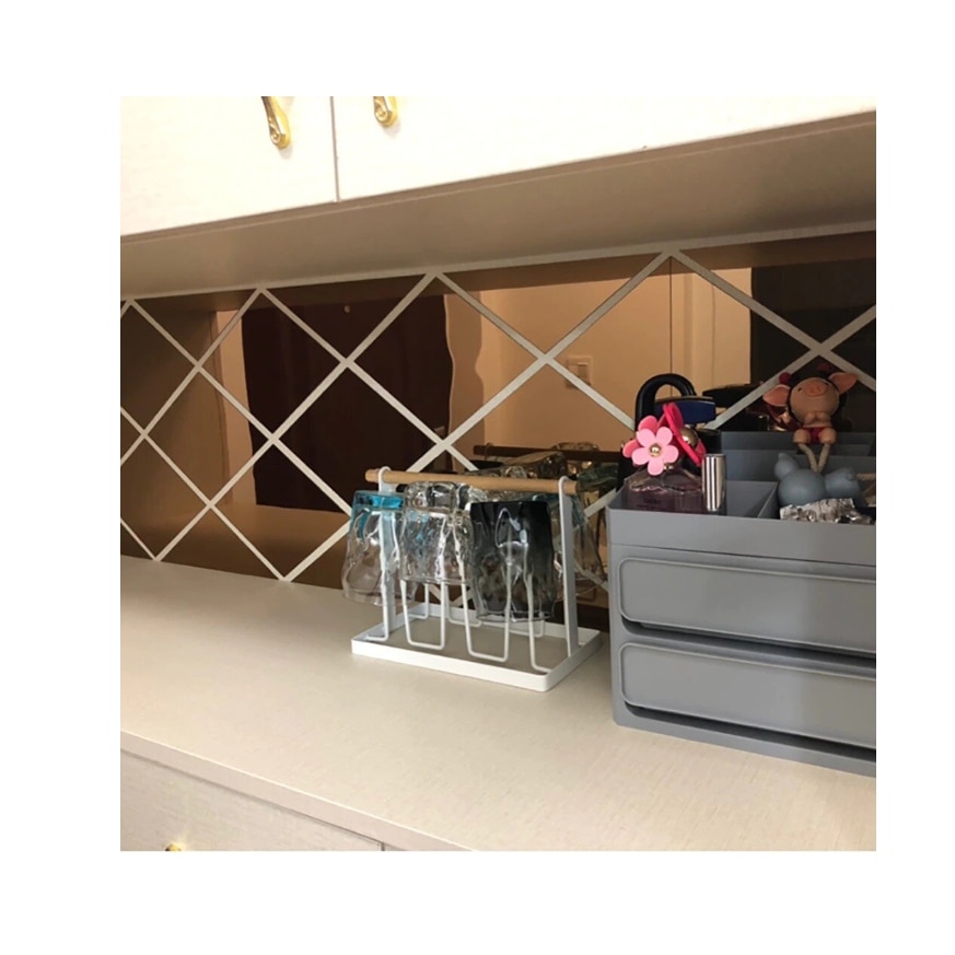 Set 58 Oglinzi Acrilice Diamant Romb Sticker Auto-adeziv Decorativ ...