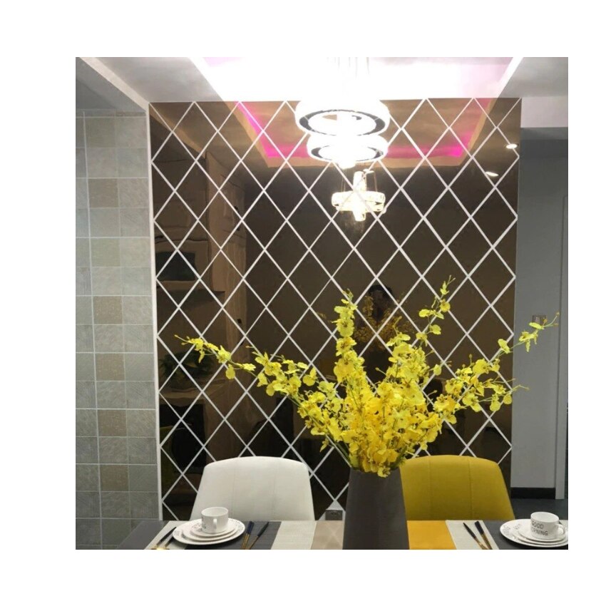 Set 58 Oglinzi Acrilice Diamant Romb Sticker Auto-adeziv Decorativ ...