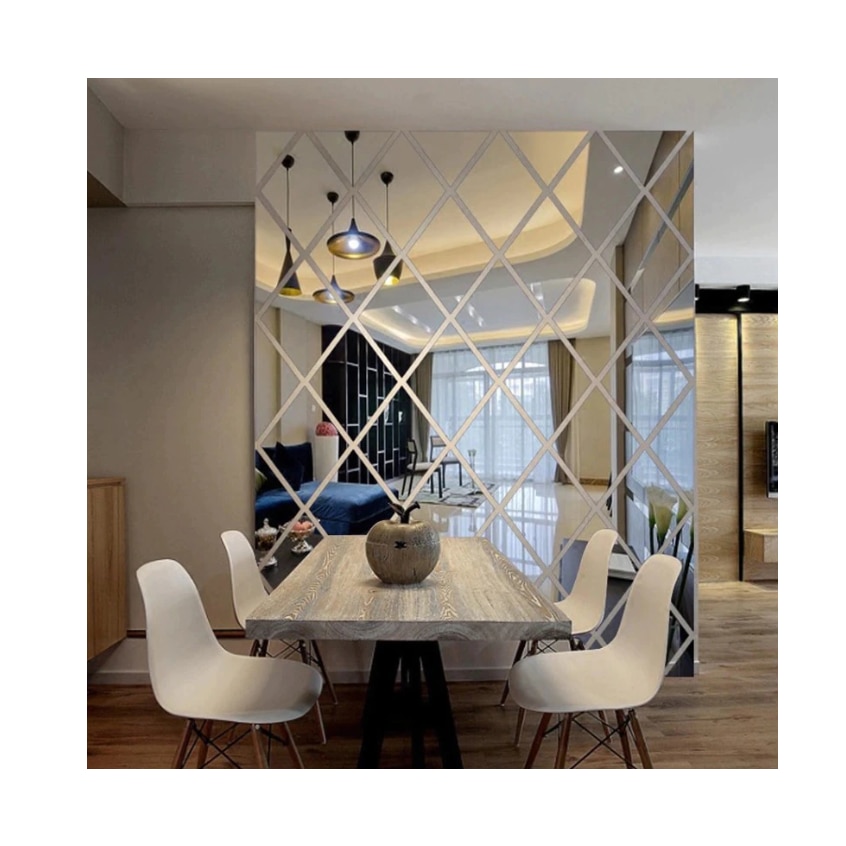 Set 58 Oglinzi Acrilice Diamant Romb Sticker Auto-adeziv Decorativ ...