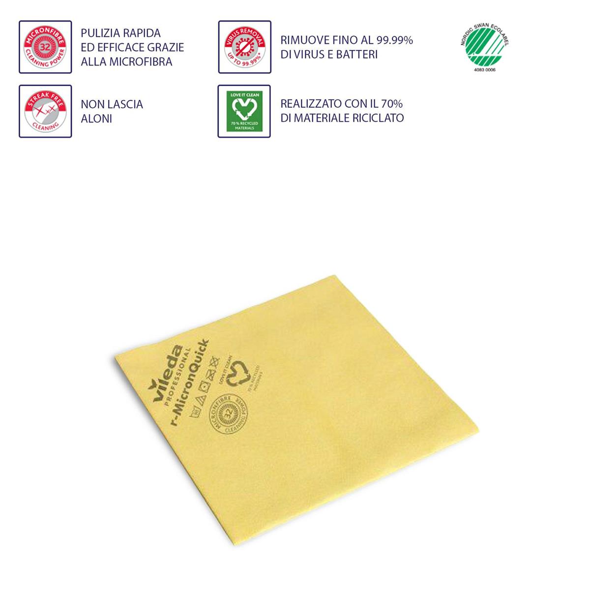 Laveta Quick, Vileda, Microfibra, 38 x 38 cm, Galben - eMAG.ro